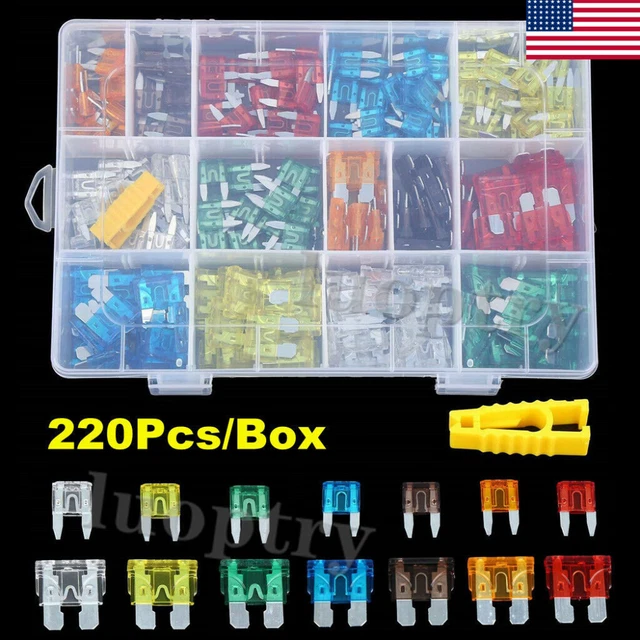 220PCS MINI STANDARD Blade Fuse Assortment Auto Truck Car Assorted ...