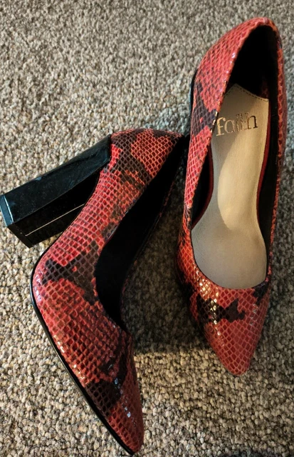 FAITH RED & Black Faux Snake Court Shoes 3 Real Leather £5.00 - PicClick UK