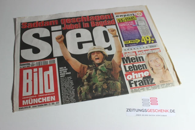 Bildzeitung 10 04 2003 Avril Munich Bavière 18 19 20ème Anniversaire