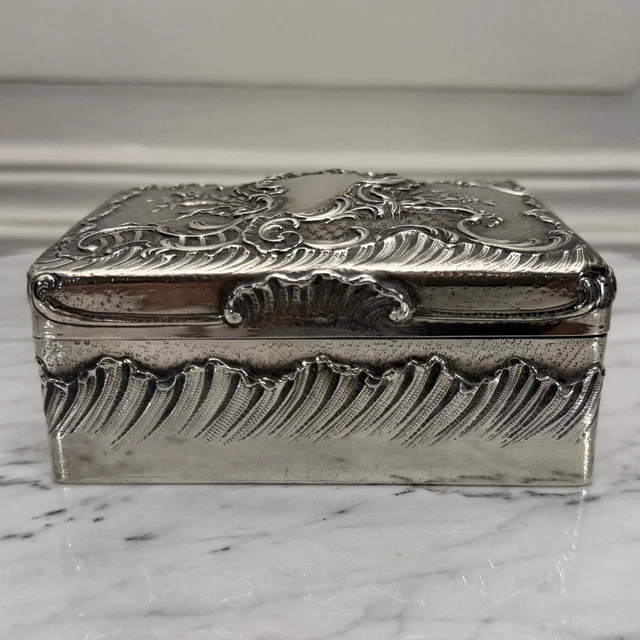 BOITE EN MÉTAL argenté style rocaille XIXe décor de coquille M3919 EUR ...