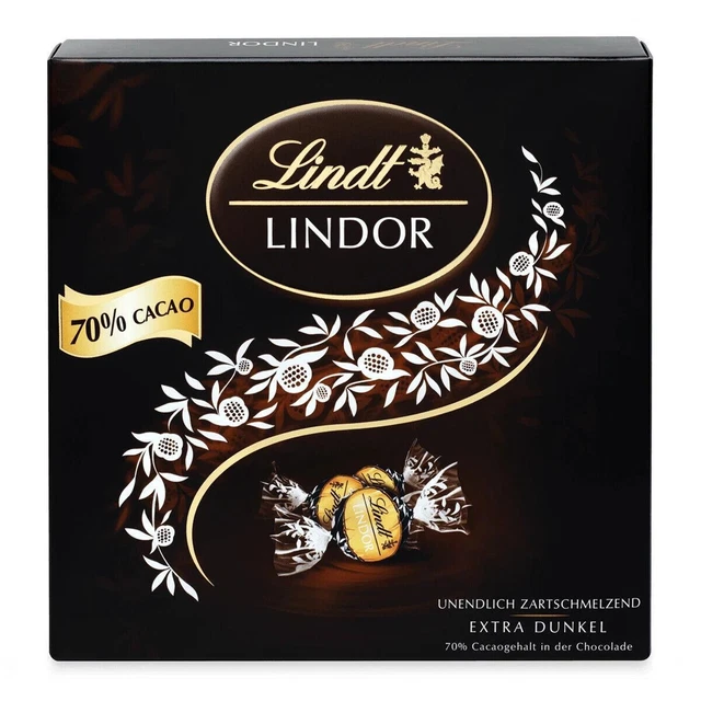 LINDT LINDOR KUGELN Dark 70% in einer Präsent Box, 186g EUR 9,12 - PicClick DE