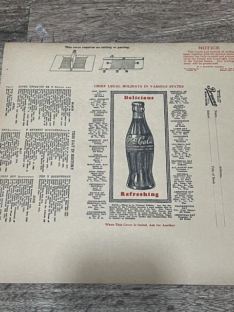 RARE NOS VINTAGE 1930 Coca Cola Book Cover Coke School Text Book New £ ...