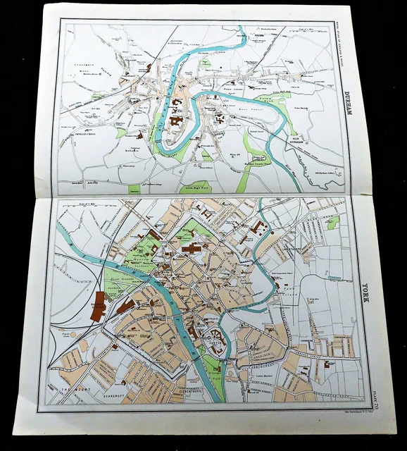 1893 ANTIQUE MAP of Durham City Centre York Street Plan Chart Yorkshire ...