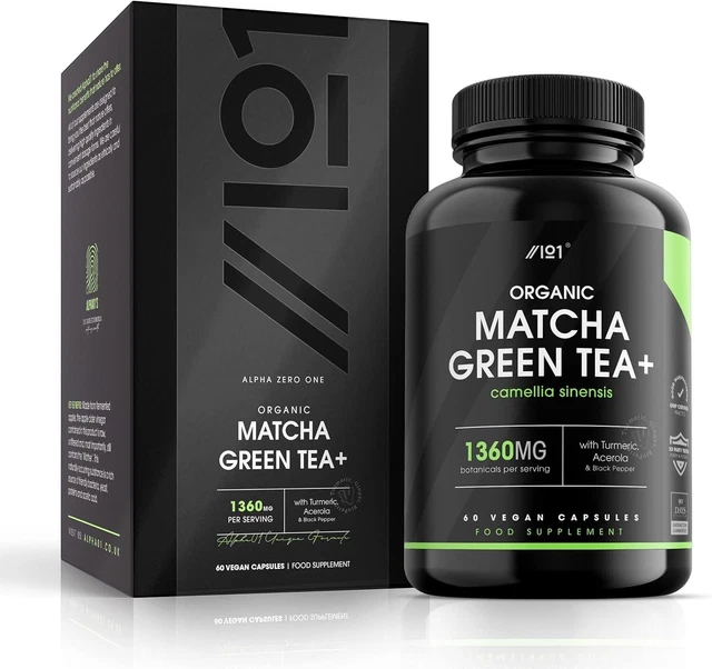 ORGANIC MATCHA GREEN Tea Extract 1360mg - 60 Capsules - Boosted with ...
