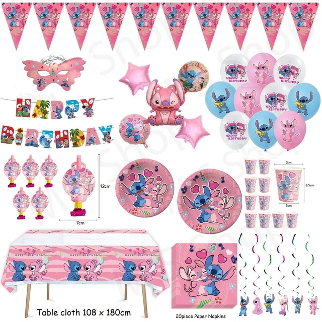 STITCH & LILO Pink Face mask Balloons Party set Kids Birthday party ...