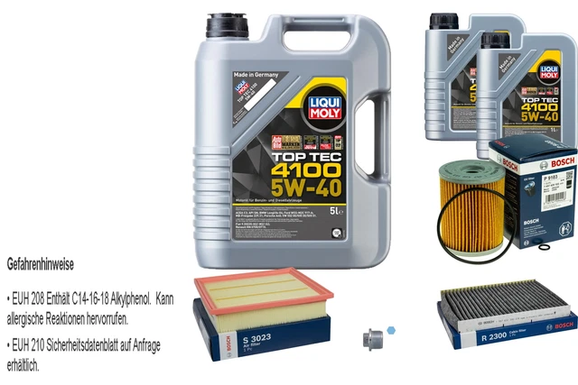 BOSCH INSPECTION SET 7L Liqui Top Moly Tec 4100 5W-40 pour VW Golf III ...