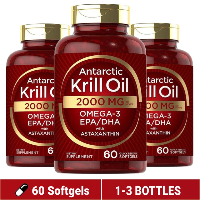 ANTARCTIC KRILL OIL 2000mg 60 Softgels | Omega-3 EPA, DHA, with Astaxanthin H T £6.70 - PicClick UK