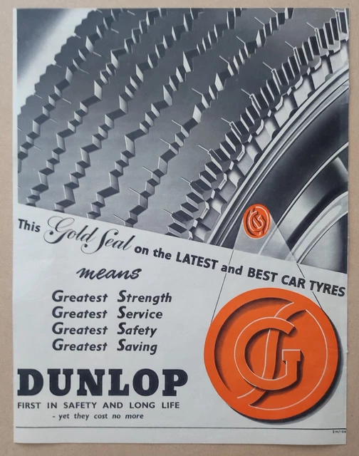 DUNLOP TYRES ORIGINAL UK Press Advert 1952 £5.91 - PicClick UK