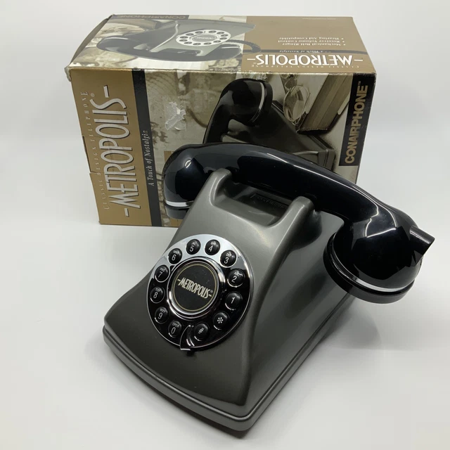 VINTAGE CONAIR METROPOLIS Push Button Phone Graphite with Original Box ...