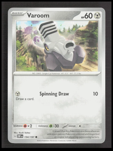 VAROOM 154/197 COMMON SV03: Obsidian Flames Pokemon tcg Card CB-1-2-B-5 ...