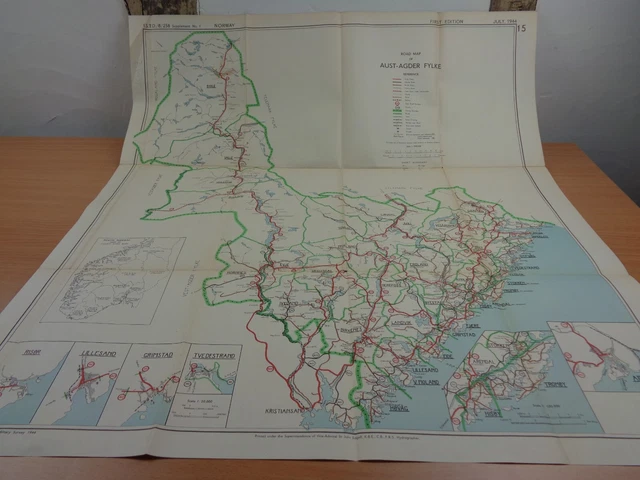 WW2 (JULY 1944) British INTELLIGENCE MAP of NORWAY entitled "AUST-AGDER ...