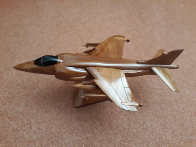 BRITISH AEROSPACE ROYAL Naval Sea Harrier Aircraft Wooden Desk Top ...