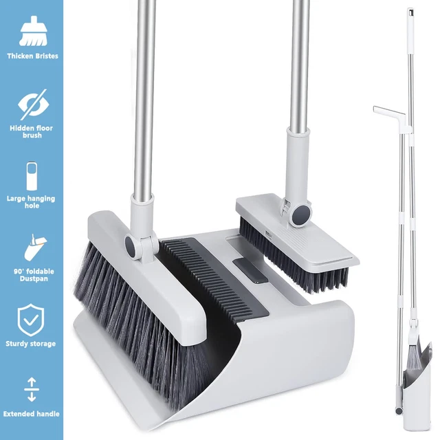 3-IN-1 BROOM AND Dustpan Set Lightweight Upright Lobby Broom and Dust Pan Combo £17.83 - PicClick UK