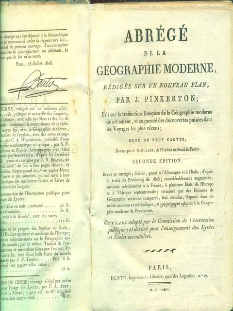 ABREGE' DE LA Geographie Moderne, Redigee Sur Un Nouveau Plan EUR 79,70 ...