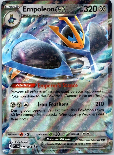 POKEMON EMPOLEON EX 070/094 Phantasmal Flames Double Rare Holo - NM £2. ...