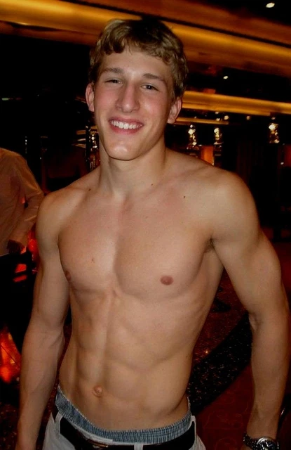 Shirtless Male Beefcake Muscular Handsome 6 Pack Abs Blond Hunk Photo