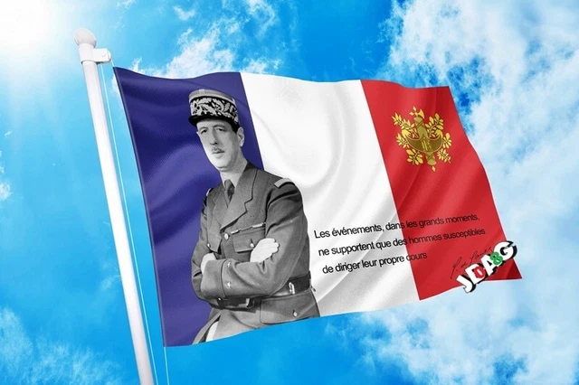 DRAPEAU CHARLES DE GAULLE FFI RESISTANCE FRANCE 90 x 150 cm Flag Banner ...