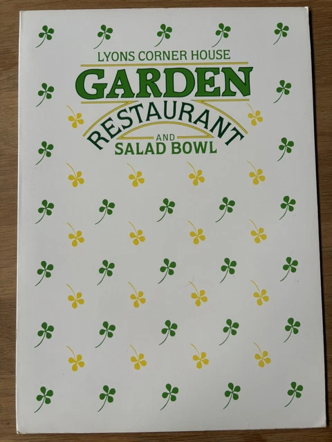 VINTAGE LYONS CORNER HOUSE Menu GARDEN RESTAURANT 1970’s/80’s Salad ...