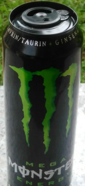 MEGA MONSTER BOISSON énergétique boîte vide 553 ml rare noir vert de ...