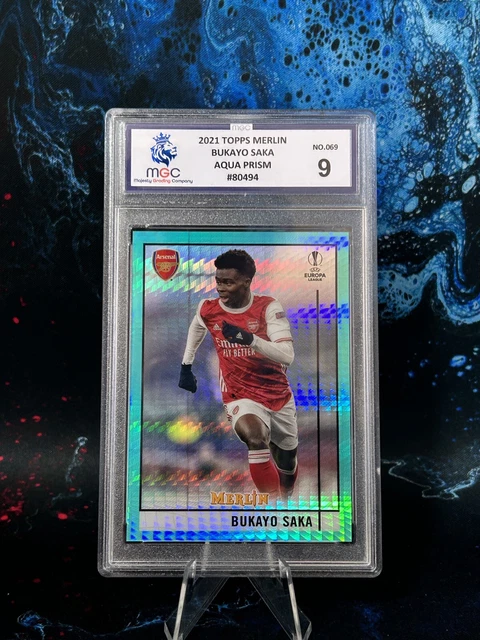 2020-21 TOPPS MERLIN Chrome UEFA Champions League Bukayo Saka Aqua Prism MGC 9 £25.00 - PicClick UK