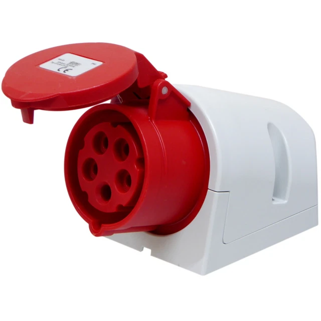 16 AMP 5 Pin Socket 415V IP44 Red 3 Phase 3P+N+E IEC/CEE Garo 16A ...