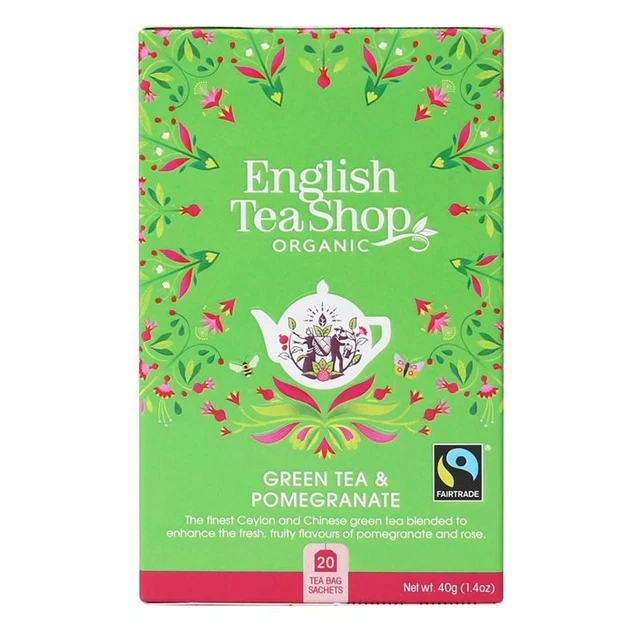 ENGLISH TEA SHOP - Organic Green Tea Pomegrante 20 Tea Bag $6.99 ...