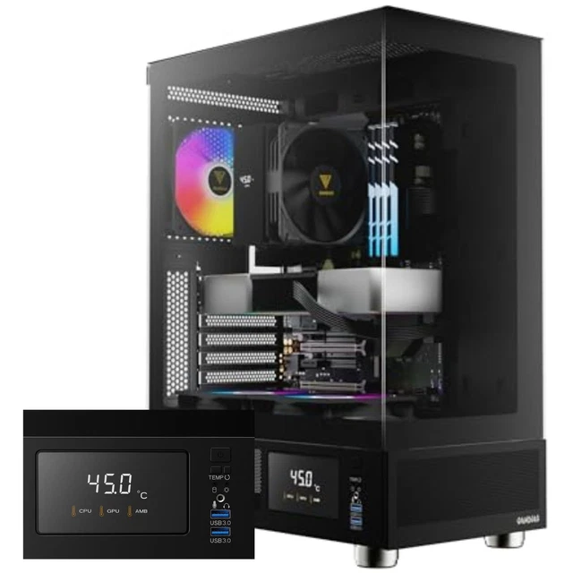 GAMDIAS ATLAS E1 ATX Mid Tower PC Case 3x120mm ARGB Fans Tempered Glass ...