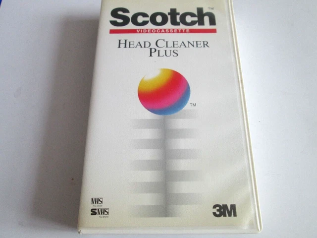 3M SCOTCH VIDEO Cassette Head Cleaner Plus VHS SVHS Cleaning Tape NEW ...