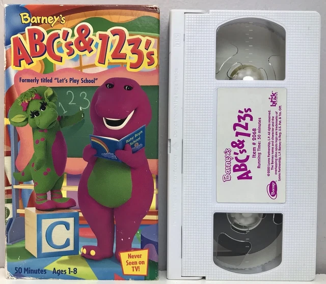 BARNEY ABC’S & 123’s VHS Video Tape VTG Kids Let’s Play School Paper ...