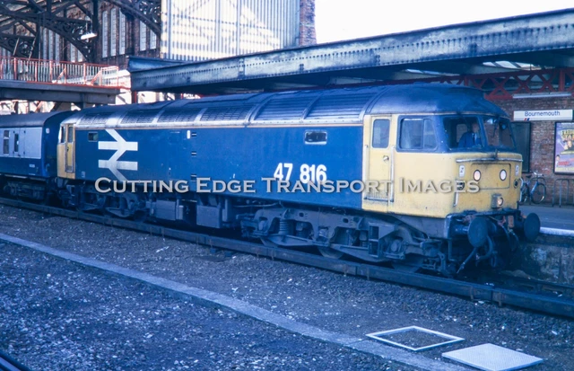 ORIGINAL RAILWAY SLIDE: Class 47 Diesel 47816 at Bournemouth 1989 D-983 ...