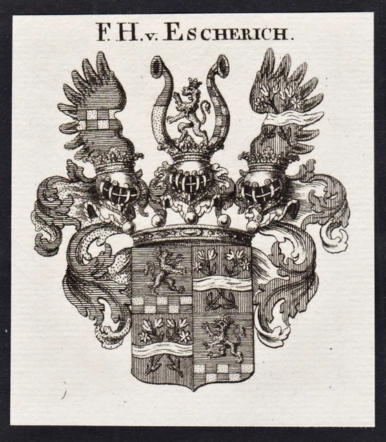 ESCHERICH ARMOIRIES COAT Of Arms Adel Héraldique Gravure sur Cuivre ...