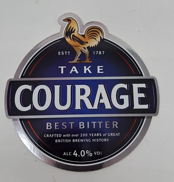 COURAGE TAKE COURAGE Best Bitter Beer Pump Clip Sign Ale Badge 4.0% ABV ...