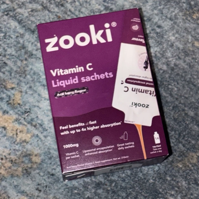 ZOOKI VITAMIN C Açai Berry 14 Sachets Immune System Support 1000mg £18. ...