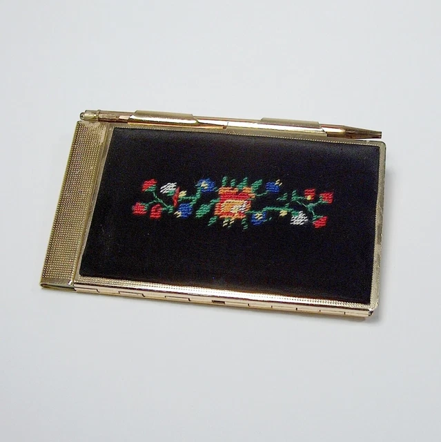 VINTAGE NOTE HOLDER Metal Embroidered With Mechanical Pencil Replacement Paper £5.60 - PicClick UK
