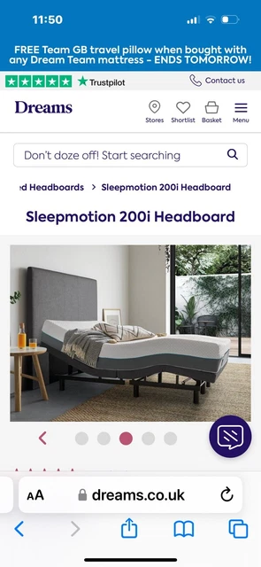 SLEEPMOTION 200I KING Bed with Mattress and Headboard £650.00 - PicClick UK