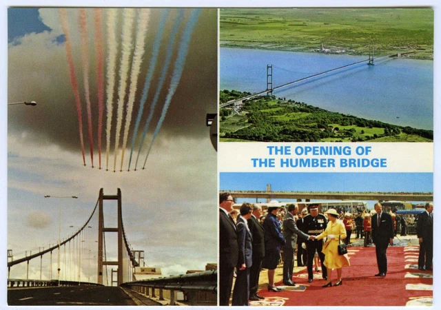 1980S DENNIS POSTCARD Humber Bridge 1981 Opening by Queen Elizabeth II ...