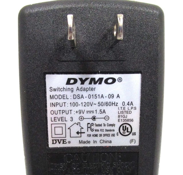 GENUINE DYMO DSA-0151A-09 9V 1.5A AC Adapter For Rhino 6000 Label Maker ...