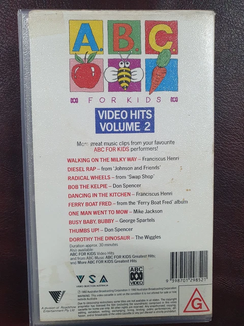ABC FOR KIDS Video Hits Volume 2 VHS Video Tape - Vol 2 $12.95 ...