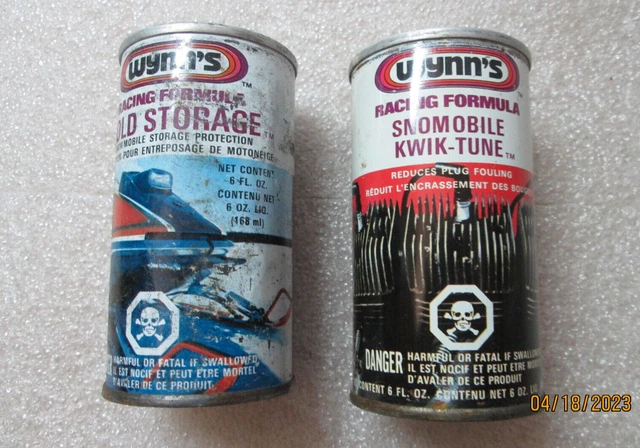 2 VINTAGE 1970'S WYNNS RACING SNOWMOBILE GAS OIL ADDITIVE METAL CAN ...