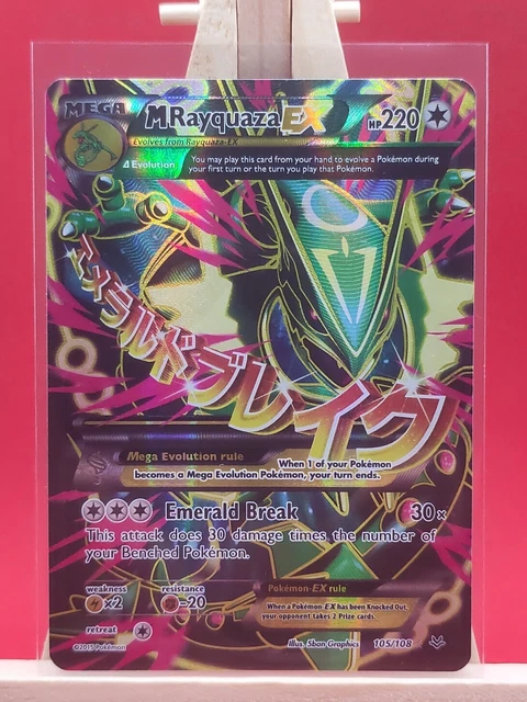 MEGA M RAYQUAZA EX 105/108 Roaring Skies Ultra Rare Full Art Holo ...