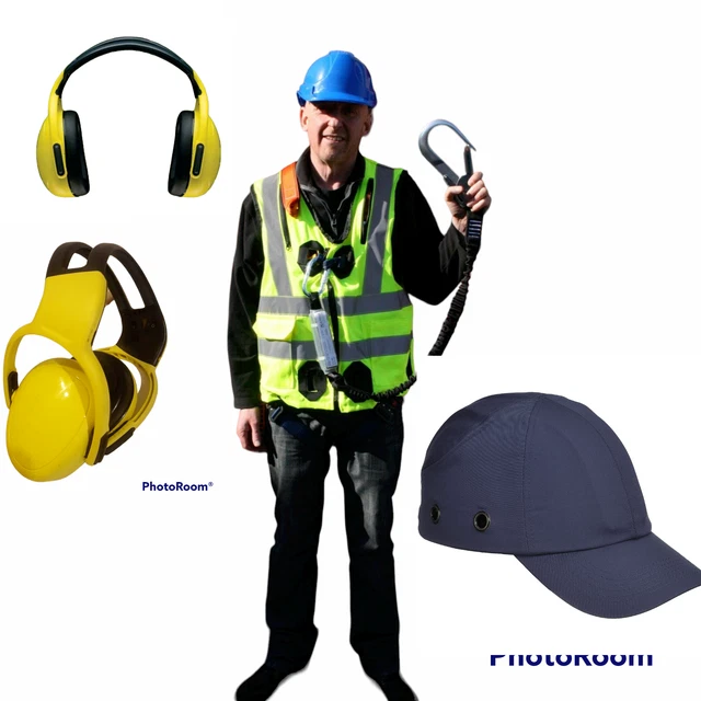 SAFETY HARNESS FALL Arrest + Anchor+ ear muffs+ hard hat . £35.98 ...