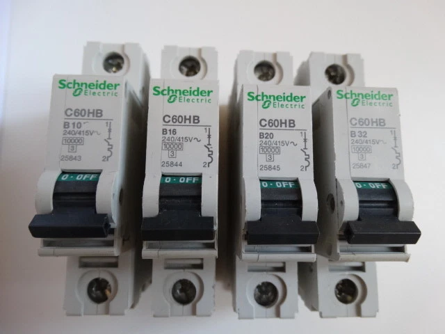 SCHNEIDER C60HB MCB Type B 10A 16A 20A 32A BSEN 60898 Circuit Breaker £ ...