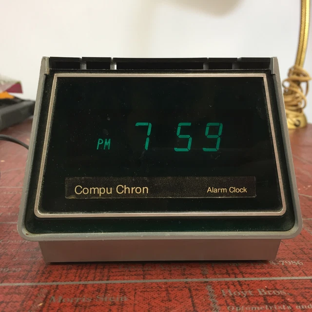 RARE VINTAGE COMPU Chron Space Computer Age Retro Atomic Digital Alarm ...