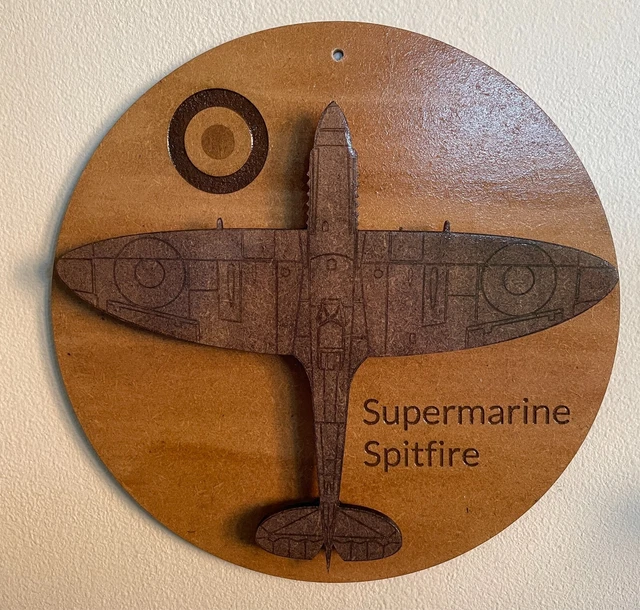 SPITFIRE WOODEN WALL plaque signs Vickers Supermarine RAF WW2 fighter ...