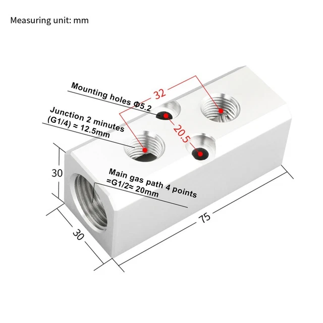 MANIFOLD BLOCKS AIR Hose Splitter Threaded Aluminum Anti Oxidation ...