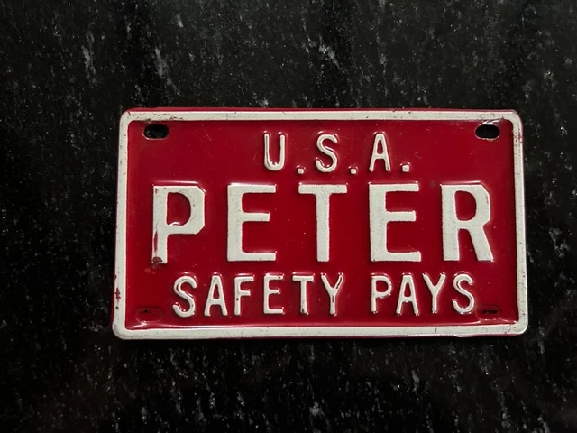 VINTAGE ANTIQUE BICYCLE License name plate PETER Circa 1940 NOS ...