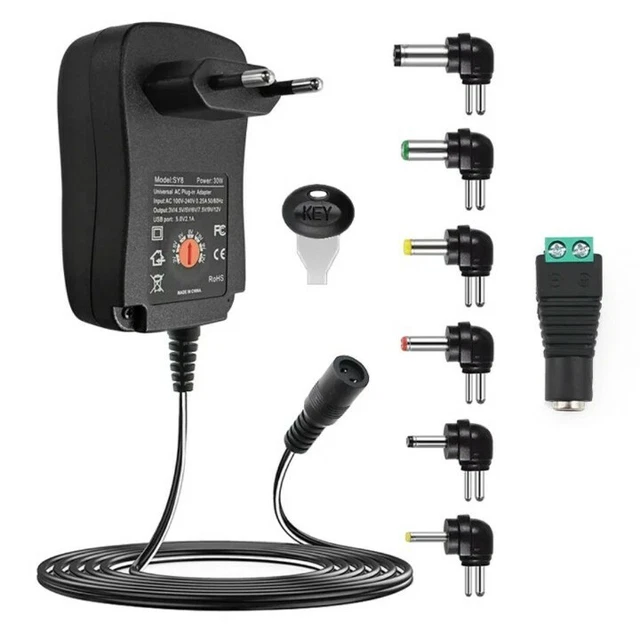 30W UNIVERSAL POWER Supply 3000mA 3V/4.5V/6V/7.5V/9V/12V Charger Adapter Male £19.52 - PicClick UK