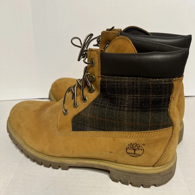 TIMBERLANDS MEN’S WATERPROOF 6in Boots Tan Green Plaid Accent Size 12 £ ...
