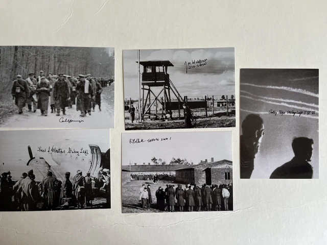 5 ASSORTED PHOTOS Each Signed WW2 RAF Bomber Command Prisoner Of War ...