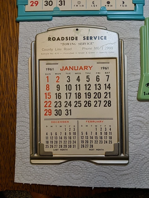 VINTAGE MORCO METAL Desk Calendar Salesman Sample Set 1961 - 5pcs w ...